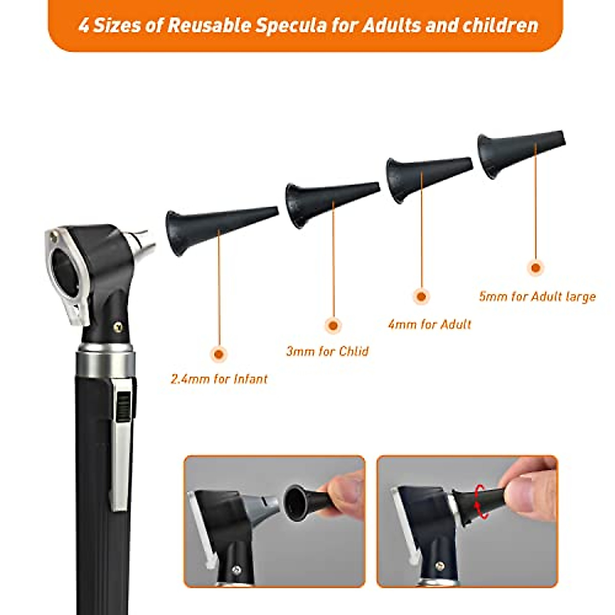 Scian Otoscope - Ear Scope with Light, Ear Infection Detector, Pocket Ear Checker Kit with 3X Magnify Lens & 8 Speculum Tips for Kids,Elders,Dogs,Home Use (Purple)