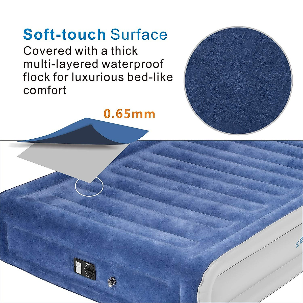 Jaroky Air Mattress, Air Mattress Queen with Built in Pump, Inflatable Blow Up Mattress in 3 Mins Inflation/Deflation, 660lb Max, 80 × 60 × 18 inch Queen Size Air Bed Suit for Home, Camping, Travel.