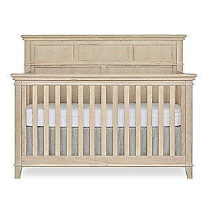 Dream On Me Dover 4-In-1 Convertible Crib In Vintage White Oak, Three Mattress Height Settings, Fixed Stationary Side Rails, Wooden Furniture For Nursery, Bedroom