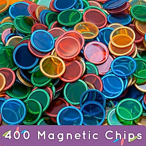 Magnetic Bingo Wands and Translucent Chips|Easy to Pick Up Bingo Chips|STEM Kits for Learning, Counting|Multi Color 400 Chips