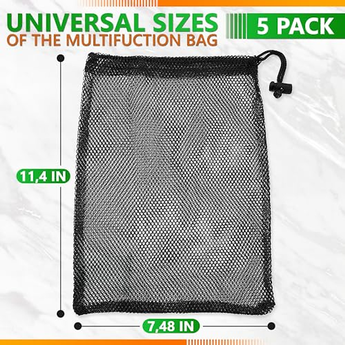 Mesh Bags Drawstring S/5/10 Pcs M/12 Pcs - Mesh Swim Bag Golf Ball Bag Mesh Drawstring Bags Small Mesh Bag Nylon Bag Net Bag Mesh Gym Bag - Tennis Ball Bag Beach Mesh Bag String Bag Mesh Ball Bag