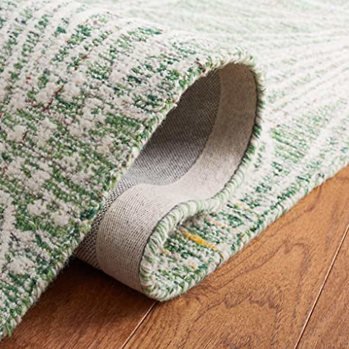 SAFAVIEH Metro Collection Area Rug - 8' x 10', Green & Ivory, Handmade Floral Wool, Ideal for High Traffic Areas in Living Room, Bedroom (MET875Y)