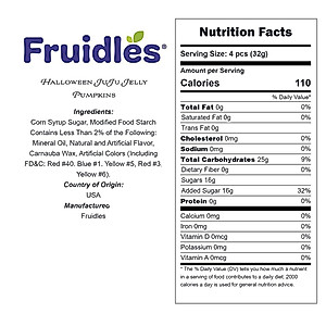 Fruidles Halloween JuJu Jelly Pumpkins, Delicious Gummy Candy, Gluten-Free, Fun and Festive Holiday Snacking, Party Favor (Half-Pound