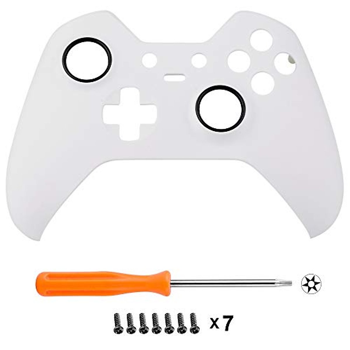 eXtremeRate Soft Touch White Replacement Faceplate Front Housing Shell with Thumbstick Accent Rings for Xbox One Elite Remote Controller Model 1698 - Controller NOT Included