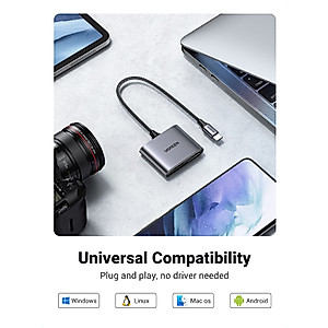 UGREEN USB C SD Card Reader 3 in 1 Type C Card Adapter Micro SD Memory Card Reader for TF SD SDXC SDHC MMC RS-MMC Micro SD SDXC SDHC Cards Compatible with Steam Deck, Hubs, MacBook Mini 2023/Pro