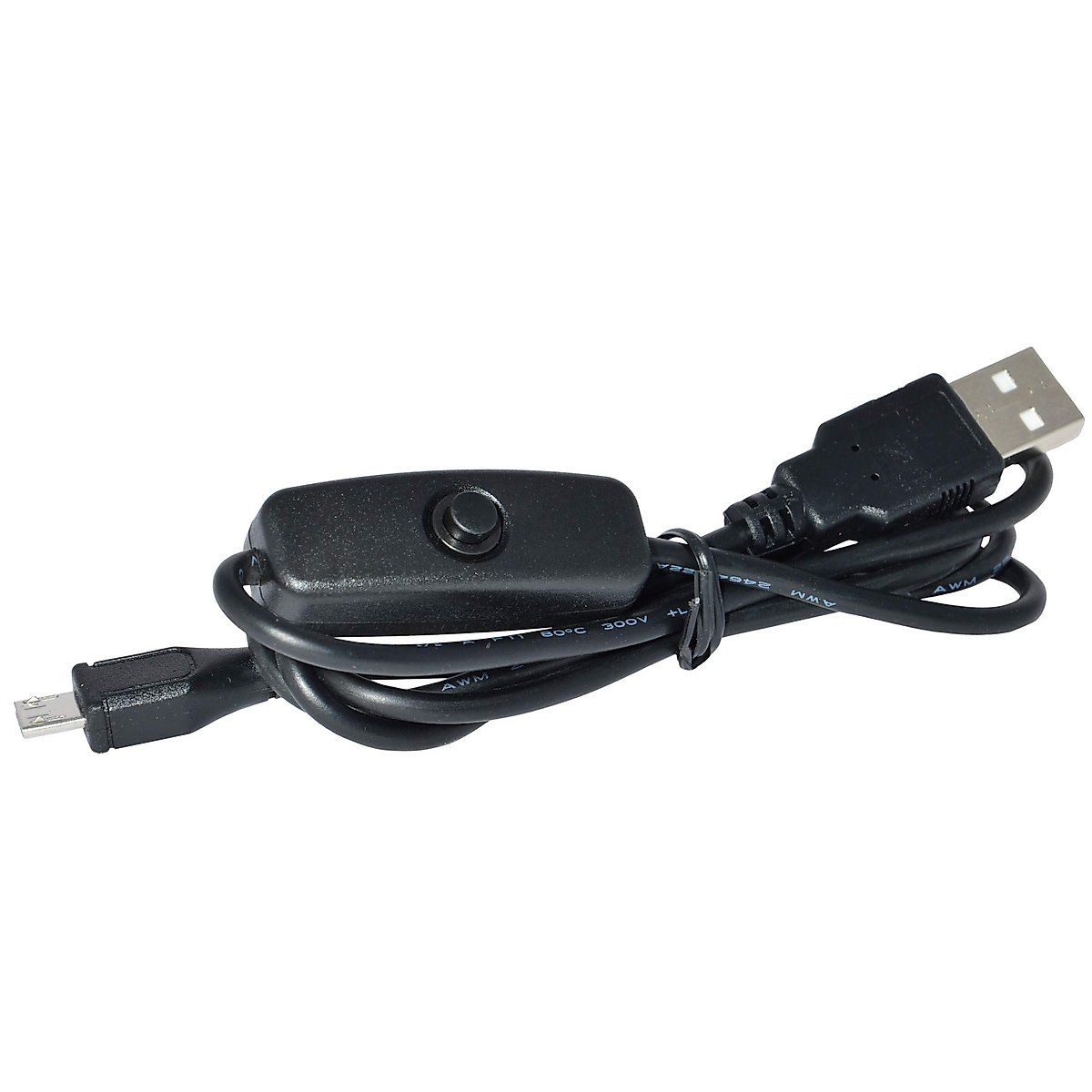 JacobsParts 3A Micro USB Cable On/Off Power Button Switch Raspberry Pi & Phone Charging
