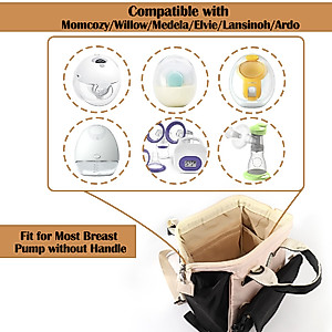 2 in 1 Breast Pump Bag, Portable Pump Bag for Backpack/Shoulder/Cross-Body Compatible with Momcozy, Breast Pump Travel Bag with 7 Pockets and Detachable Strap, Grab and Go