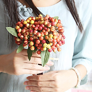 JD ARTIFICIAL PLANTS 2 Bundles of 11" Artificial Berry Stems Floral Sprays Berry Fruit Picks for Home Décor Office Restaurant Wedding Garden Patio Shop Window Photography Props(Bright Red)