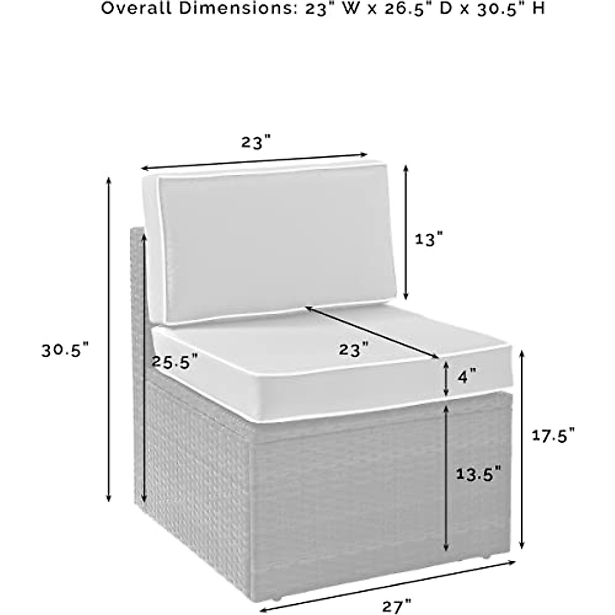 Crosley Furniture KO70090BR-SA Palm Harbor Outdoor Wicker Center Chair, Brown with Sand Cushions
