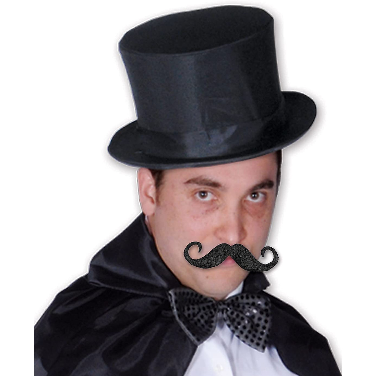 Beistle Handlebar Mustache, Self-Adhesive Fake Hairy 'stache, Halloween Stick on Facial Hair for Pirates, Cowboys, & Mario Costume for Parties, 5”