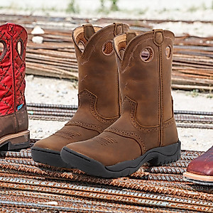 Twisted X Women's 9" All Around Work Boot - Versatile Women's Western Work Boots - Distressed Saddle, Water Resistant Oiled Leather Shaft, Made for Barn Use - 11 M, Distressed Saddle & Distressed