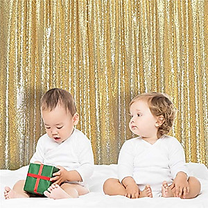 Eternal Beauty Amber Gold Sequin Wedding Backdrop Photography Background Party Curtain, 6Ft X 6Ft