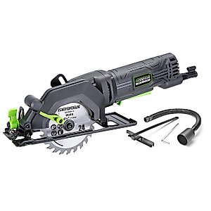 Genesis GCS445SE 4.0 Amp 4-1/2" Compact Circular Saw with 24T Carbide-Tipped Blade, Rip Guide, Vacuum Adapter, and Blade Wrench