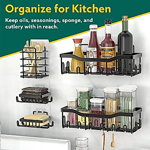 Shower Caddy 5 Pack, Adhesive Shower Organizer for Bathroom Storage & Home Decor & Kitchen,No Drilling, Large Capacity, Rustproof Stainless Steel Bathroom Organizer, Shower Shelves for Inside Shower