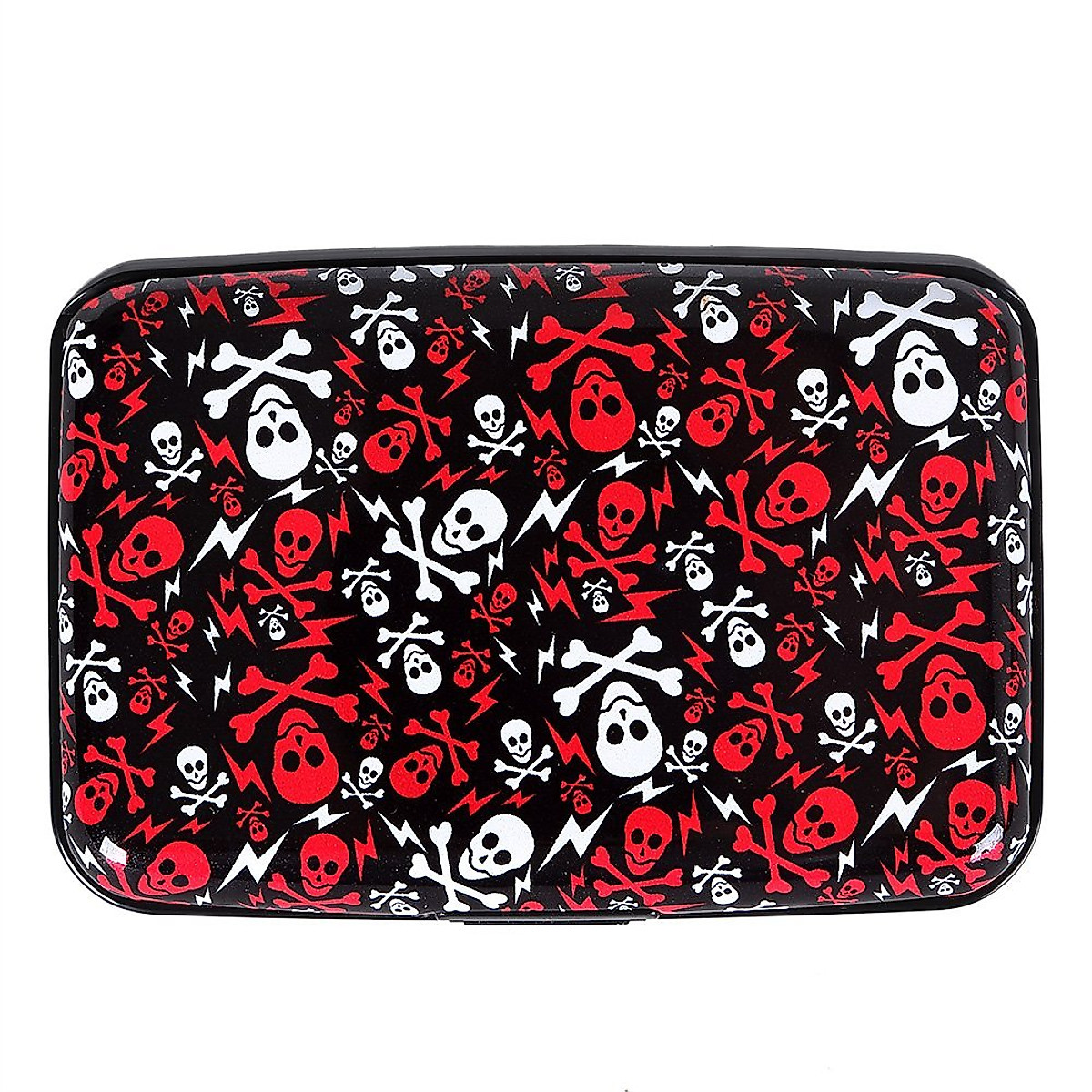 VICHLINE Credit Card Holder, Slim Aluminum Card Wallet RFID Blocking Mini Metal Hard Card Case for Women Men (Skull)