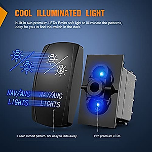 Nilight NAV/ANC Rocker Switch 7Pin Navigation Anchor Lights Toggle Switch On Off On DPDT Laser Etched Switch 12V 24V Jumper Wires for ARB Carling NARVA Style Marine Boat Ship Vessel, 2 Years Warranty