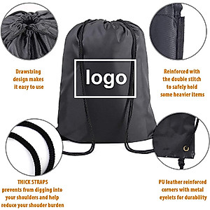 BeeGreen X-Large Drawstring Backpack Bags Black Bulk 10 Pack 22.4" L x 17.5" W Cinch Sack Gym Christmas String Bags Machine Washable Heavy Duty Sport Bags for Men Women