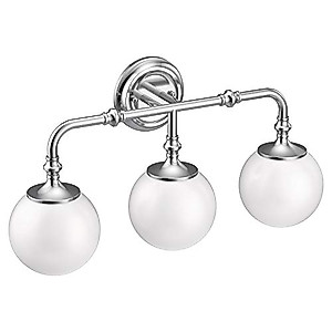 Moen YB0563CH Colinet 3-Light Dual-Mount Bath Bathroom Vanity Fixture with Frosted Glass, Chrome