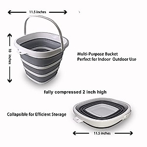 2 Pack Collapsible Bucket-2.6 Gallon(10L) Portable Mop Bucket with Water Guide Spout for Outdoor Garden Camping Fishing Car Wash Space Saving (Square)