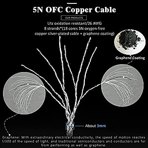 0.78mm 2Pin 5N OFC Silver Plating+Graphene Earphone Cables for Audeze iSINE20 LCDi3 LCDi4 64audio A12t U12t DUNU SA6 SA3 DM480 UM 3DT MEXT 2HT Oriolus Blessing2 KXXS S8 Aria (4.4mm, 0.78mm 2Pin)