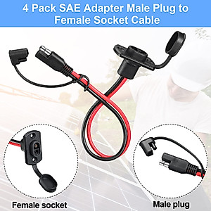 Tuanse 4 Pcs 12 AWG Power Socket Sidewall Port Compatible with SAE Quick Connect Solar Panel Weatherproof Solar Panel Cables and Connectors Battery Connector Power Parts for Generator Battery Charger