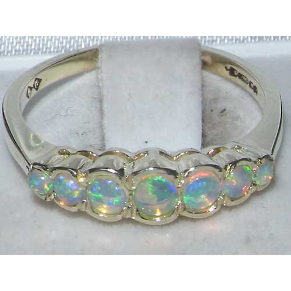 LetsBuyGold 925 Sterling Silver Natural Opal Womens Anniversary Ring - Size 7.25