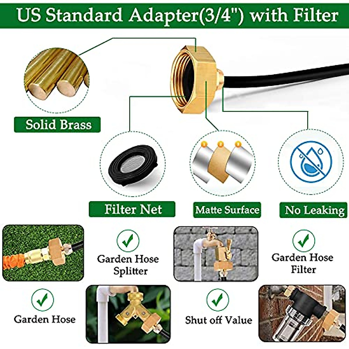 G GOYEA TACTICAL Mister System for Outside Patio,DIY Outdoor Misting Cooling System with 32.8FT(10M) Misting Line,11 Brass Mist Nozzle and 3/4" Faucet Adapter,Fit for Greenhouse Garden Backyard