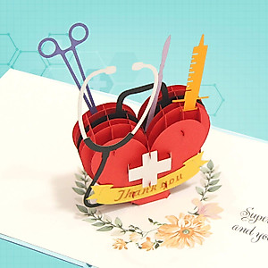 CUTE POPUP - Father's Day Card, Medical Thank You Card with Superhero Heart Design, Birthday Card, Nurse Card, Card Thinking of You, Special Surprise for Doctor, Paramedic, Healthcare Workers