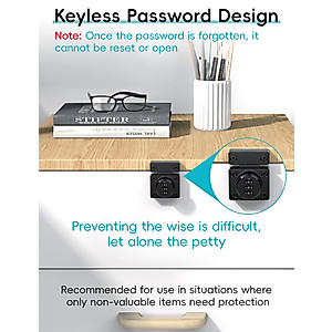 I-EASYDWW Combination Cabinet Latch, Keyless Drawer Lock, Easy to Install, Suitable for Kitchen Cabinet, Office Drawer, Wooden Furniture, One-Way Door, Etc (Black, 1 Pack)