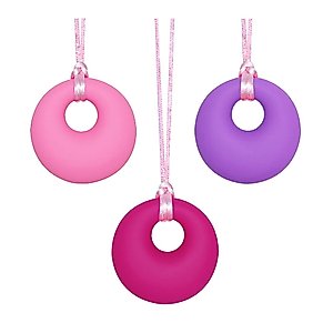 Chew Necklace for Sensory Kids Girls, Chewy Necklace Sensory Chew Toys for Adults with Autism ADHD Anxiety, Silicone Sensory Necklaces for Chewing - 3 Pack