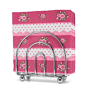 Royal Bluebonnet Napkins - 100 Paper Napkins - Pink and White Rose Flower Theme – Napkins Disposable, Napkins, Napkins Paper