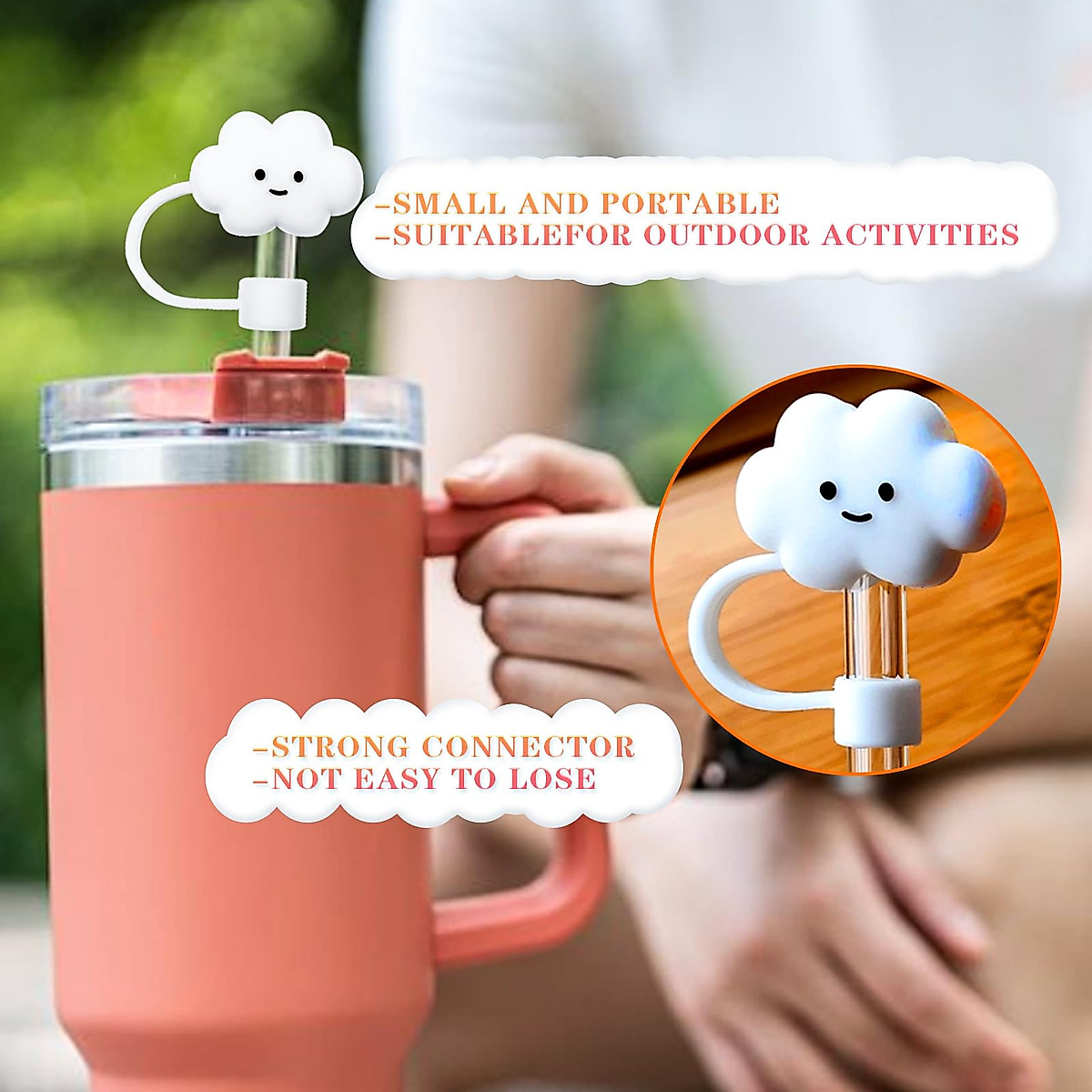 4Pcs Straw Cover for Stanley Cup&Simple Modern 40 oz Trek Tumbler,Mix Straw Tip Covers, Dust-Proof Straw Cap Toppers, Reusable Silicone Soft Protector Cover for 0.4 inch/10mm Straws