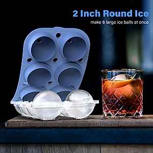 Large Ice Cube Tray for Whiskey: Ice Ball Maker for Cocktails - Large Ice Trays for Whisky Ice Sphere - Big Ice Cube Maker for Bourbon Square Ice