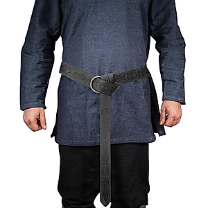 JAOYU Medieval Belt for Men Viking Leather Belt Womens Renaissance Belt Cosplay Belts Dark Knight Belt Ren Faire Accessories, Wjpd015-black