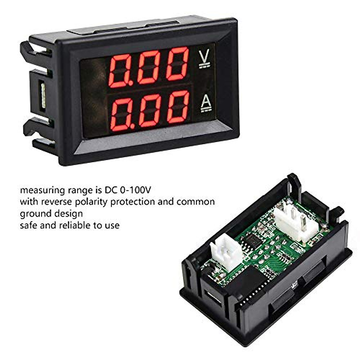 Digital Voltmeter Ammeter 3 Digit DC 0-100V 50A/100A Voltmeter Ammeter Gauge Dual LED Panel Red Blue(1)