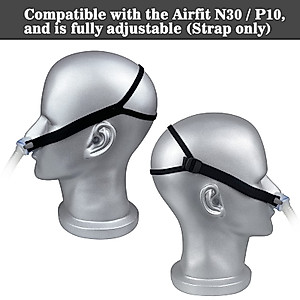 Airfit N30 P10 Headgear Straps Fully Adjustable CPAP Replacement Supplies Upgraded Headgear Straps for Resmed Airfit P10 N30 Airsense 10 Nasal Pillow Mask - 2 Pack Black