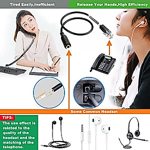 VoiceJoy 3.5mm Smartphone Headset to RJ9 Adapter Cable - 3.5mm Headphone Converter to Office Telephone IP Phones