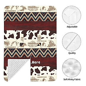 Personalized Baby Name Western Style Car Seat Covers for Babies, Custom Cowboy Carseat Canopy, Peekaboo Opening Breastfeeding Cover Infant Car Seat Canopies for Baby Boys Girls Newborn, Minky Dot