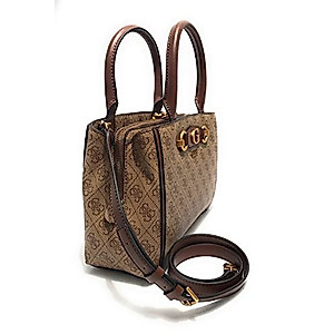GUESS Izzy Small Girlfriend Satchel, Latte Logo/Brown