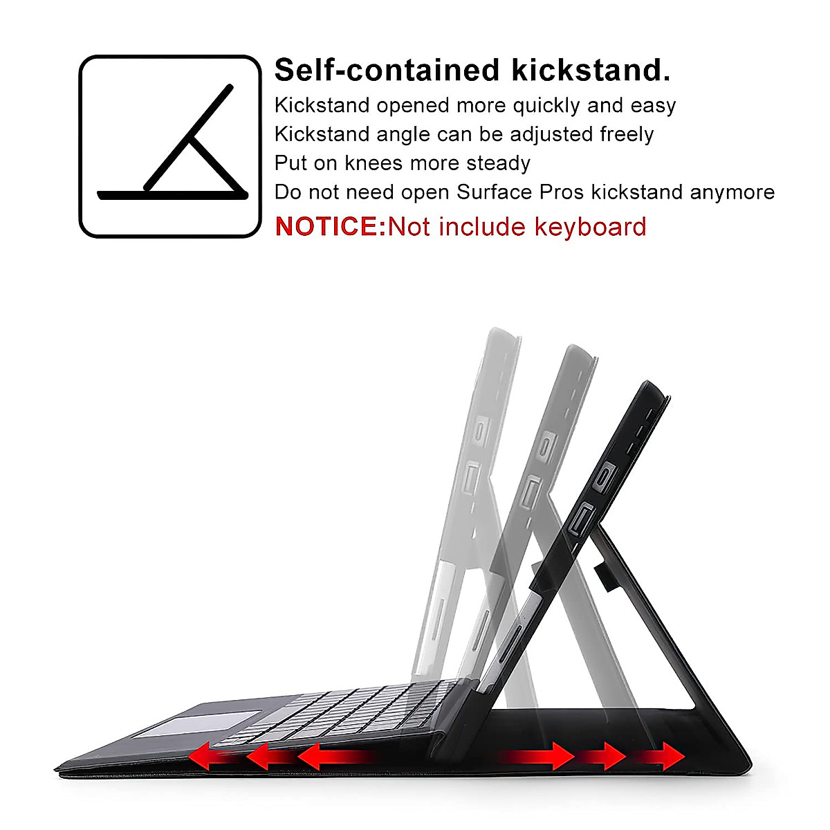 Omnpak Case for Microsoft Surface Pro 7+ (2021)/Surface Pro 7(2019)/Surface Pro 6(2018)/Surface Pro 5(2017)/Surface Pro 4, Adjustable Viewing Angle, Compatible with Type Cover Keyboard