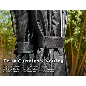 Domi Outdoor Louvered Pergola 12'x20' with Adjustable Aluminum Roof,Grill Gazebo for Patios,Aluminum Frame with Curtains and Mesh for Garden,Patio,Backyard, Dark Brown