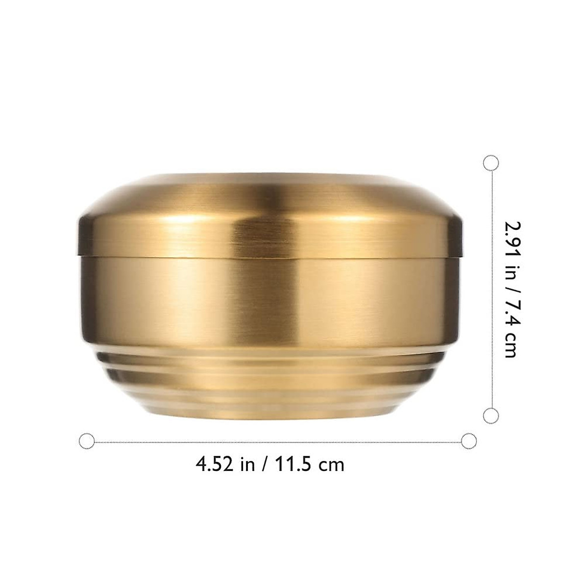 SHERCHPRY Soju Korean Liquor 2 Pcs Korean Stainless Steel Rice Bowl with Lid Soup Bowl Metal Cereal Bowl Ice Cream Snack Bowl for Kitchen Restaurant Golden 11.5cm