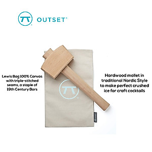 Outset Professional Lewis Bag and Ice Mallet Bartender Kit, 2 Piece Set, Beechwood