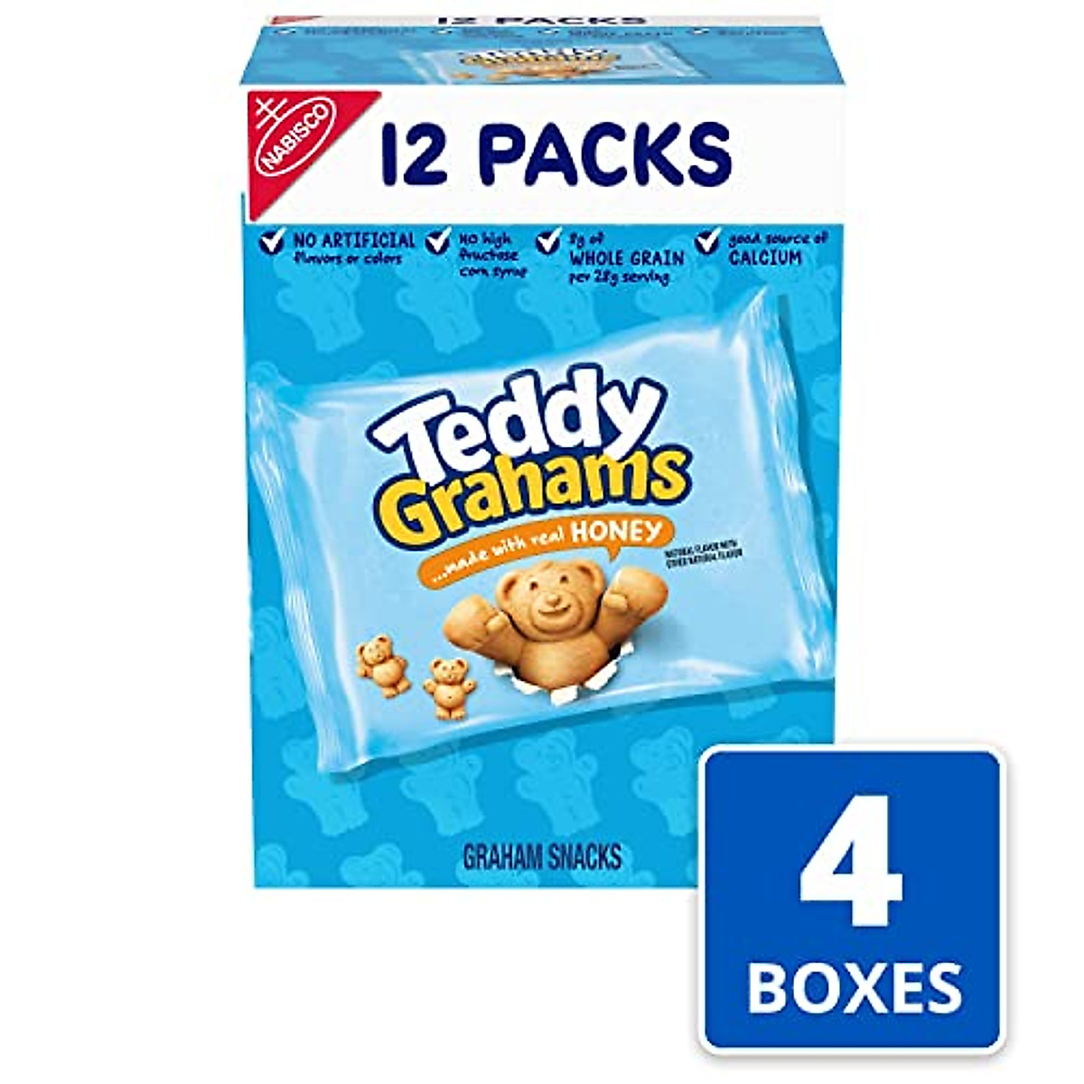 Teddy Grahams Honey Graham Snacks, 48 Total Snack Packs (4 Boxes)