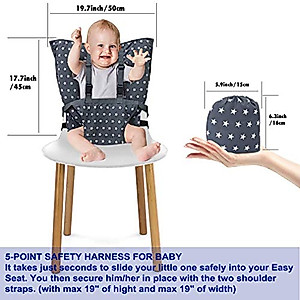 Portable Baby High Chair Safety Seat Harness for Toddler, Baby Travel Essential Easy High Booster Seat Cover for Infant Eating Feeding Camping with Adjustable Straps Shoulder Belt,Holds Up to 38lbs.