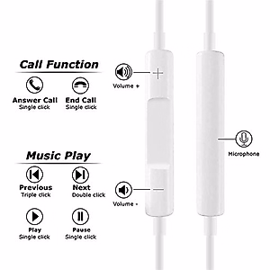 ABCDONG Earbuds Headphones for iPhone 13/13 Pro/12/12 Pro Max/11/11 Pro inEar Earphones, Microphone Stereo Mini Wired Earbuds Earphones Compatible with iPhone 7/8/8 Plus/X/XS/XR/XS Max and iPad
