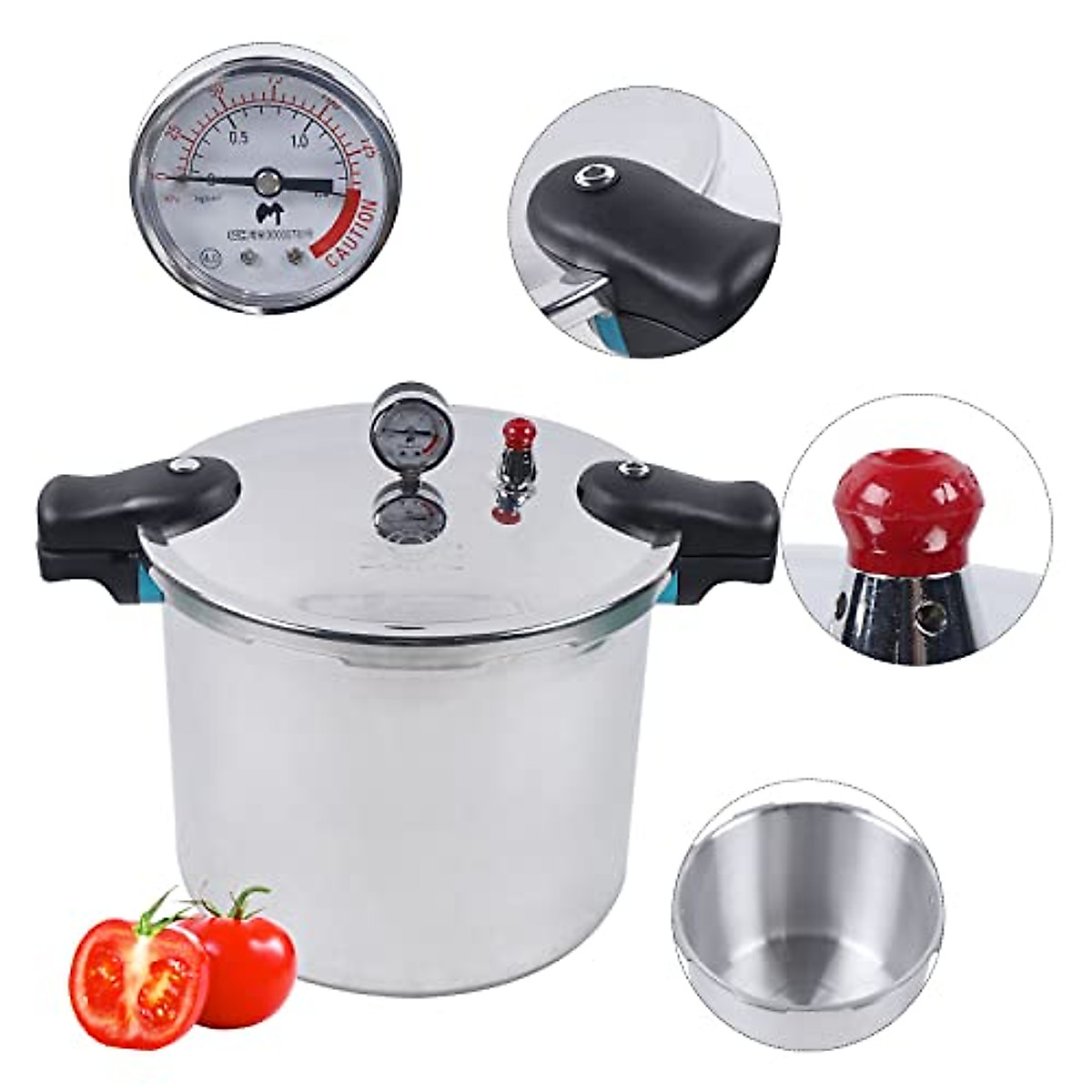 Pressure Cooker Canner Stovetop Aluminum Alloy 22L 32CM 90kpa w/Gauge For Gas Stove Highland/Apartment Living