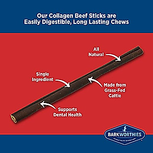 Barkworthies Collagen Sticks (6-Inch, 3-Count) - Great Tasting, Highly Digestible, Single Ingredient, Dog Chew