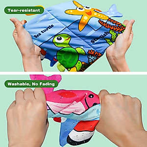 Jupizia Baby Books Toys, Touch and Feel Crinkle Soft Sensory Cloth Books for Babies, Newborns & Infants, Tails Toys Gifts for Boys & Girls