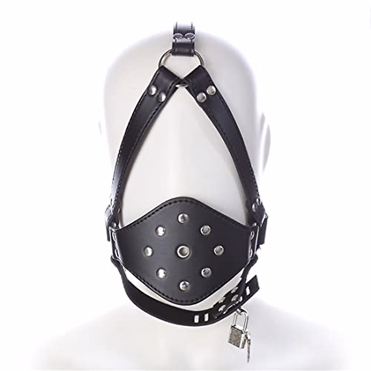 JCAKES Leather Head Harness Masks Sport Head Belts Cosplay Face Masks Rivet Mouth Masks
